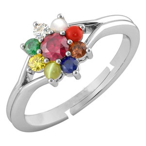 Natural 9 Gems Navratna Gemstones Ring 925 Sterling Silver - Etsy