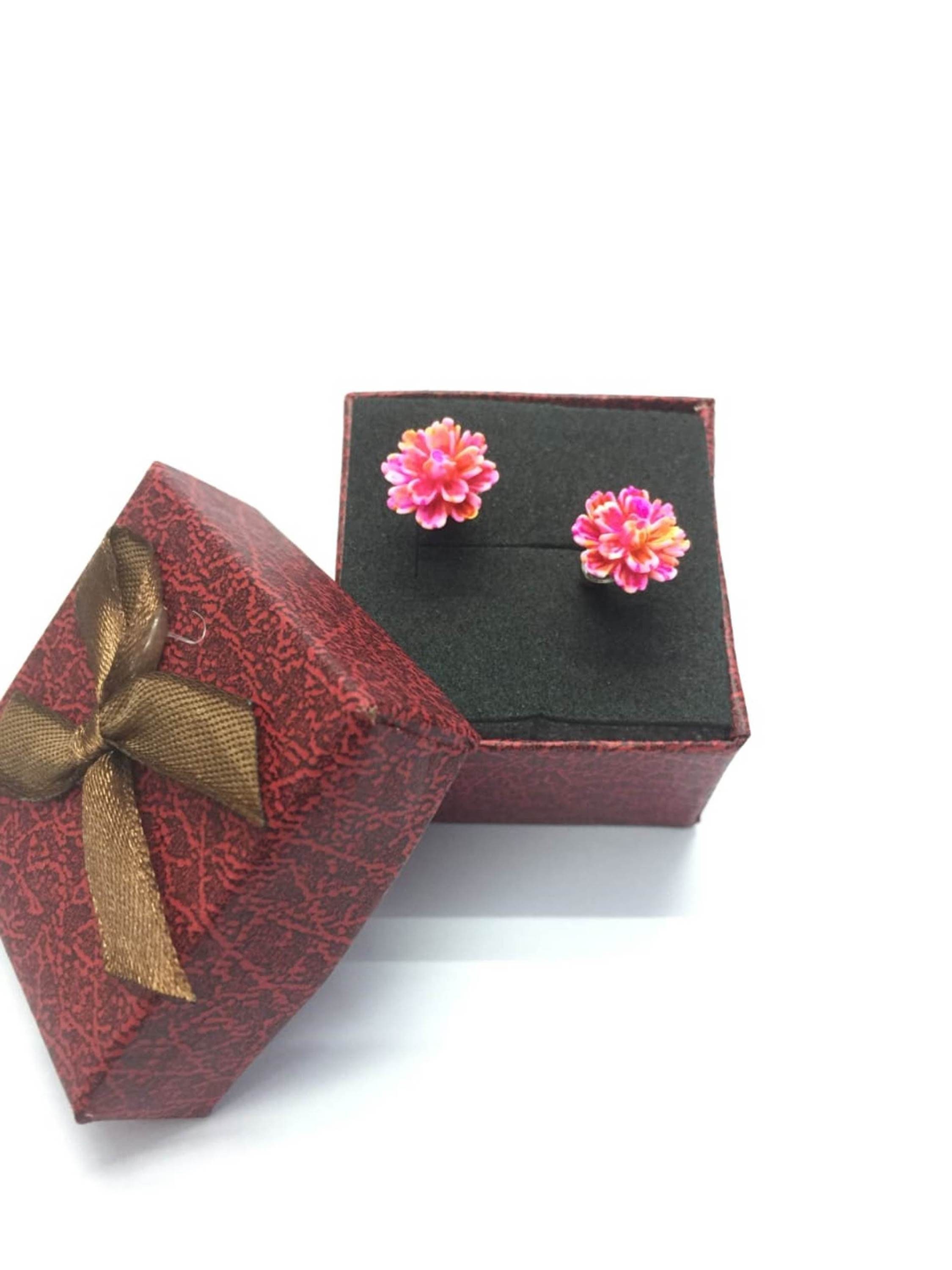 15 Mm Pink Flower Earrings Set, Handmade Earring for Woman, Gift for ...