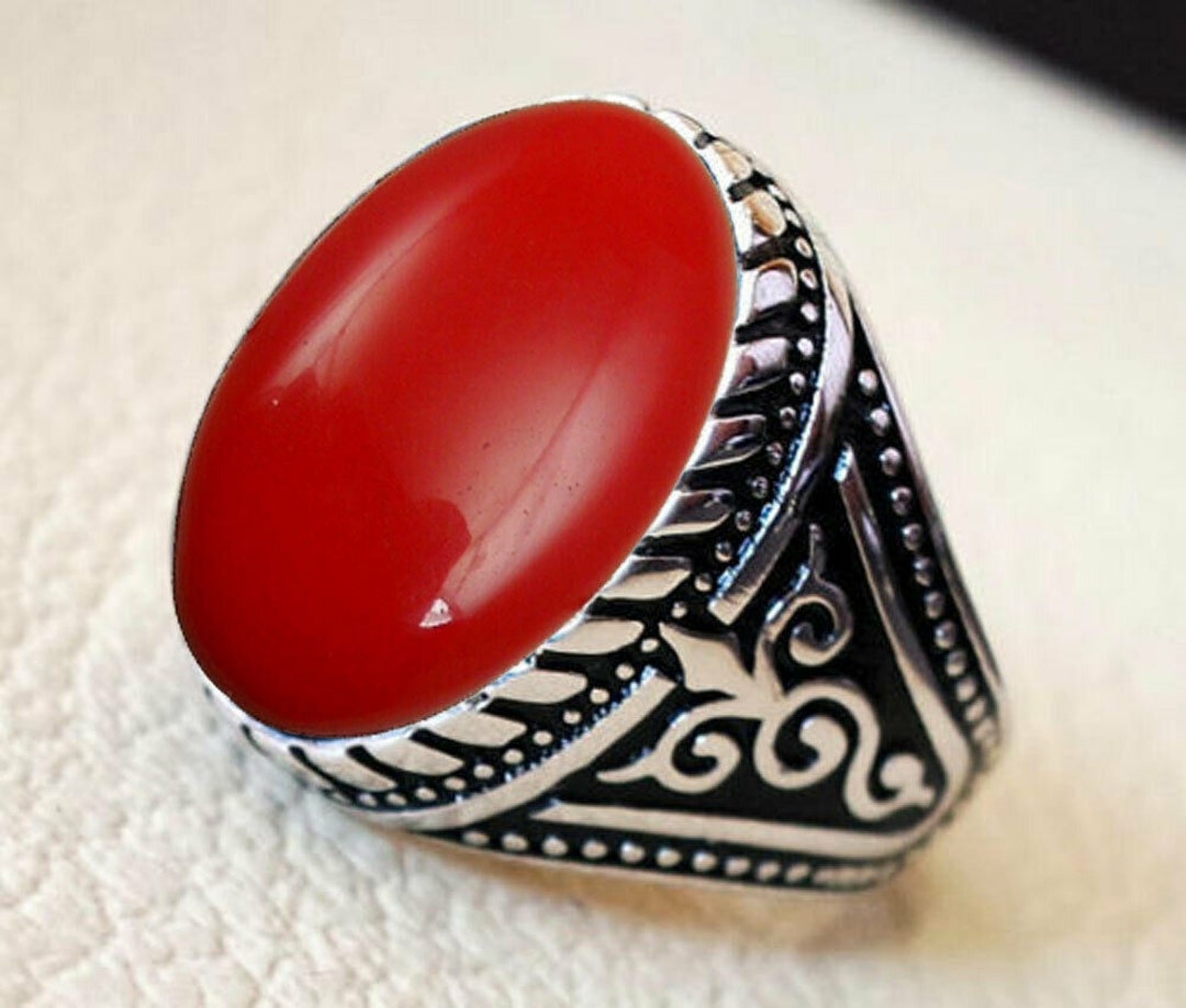 Natural 7.25 Carat Coral Monga Ring, 925 Sterling Silver, Handmade Ring ...