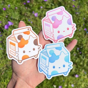 Orange Meow Milk Vinyl Sticker Kawaii Cat - Etsy