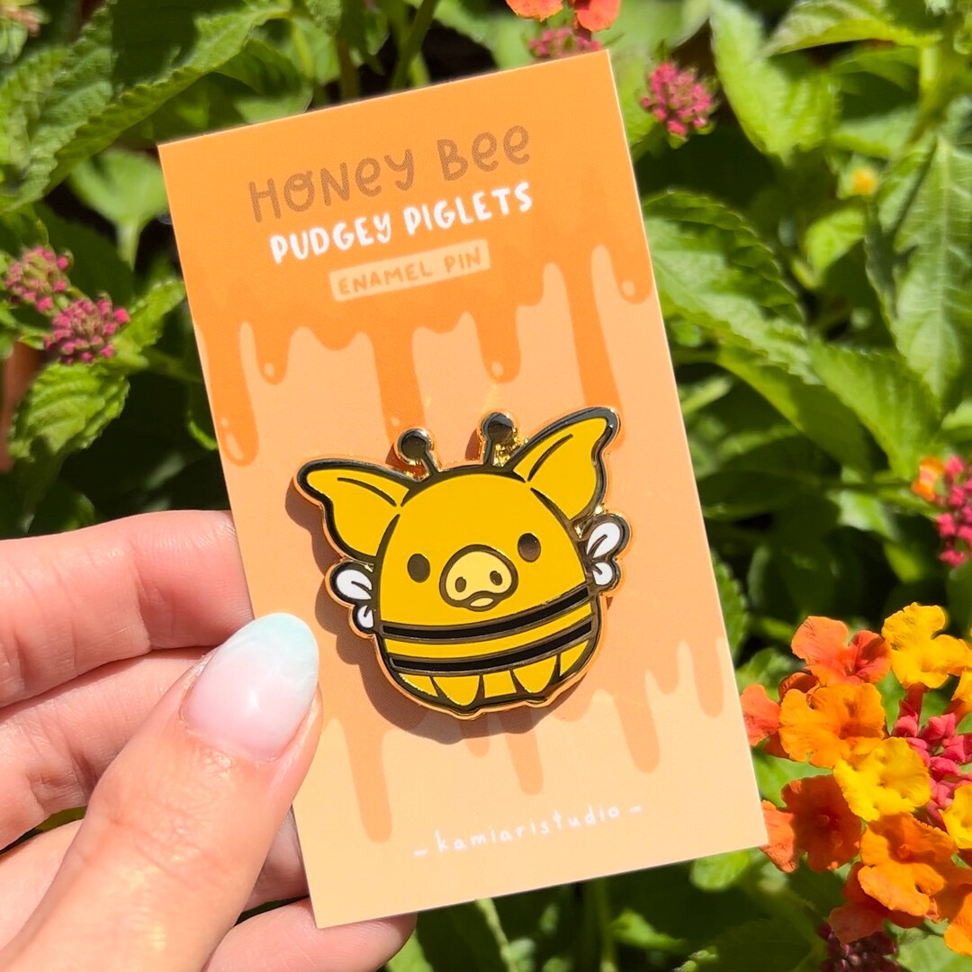 Honey Bee Pudgey Piglet Hard Enamel Pin Kawaii - Etsy