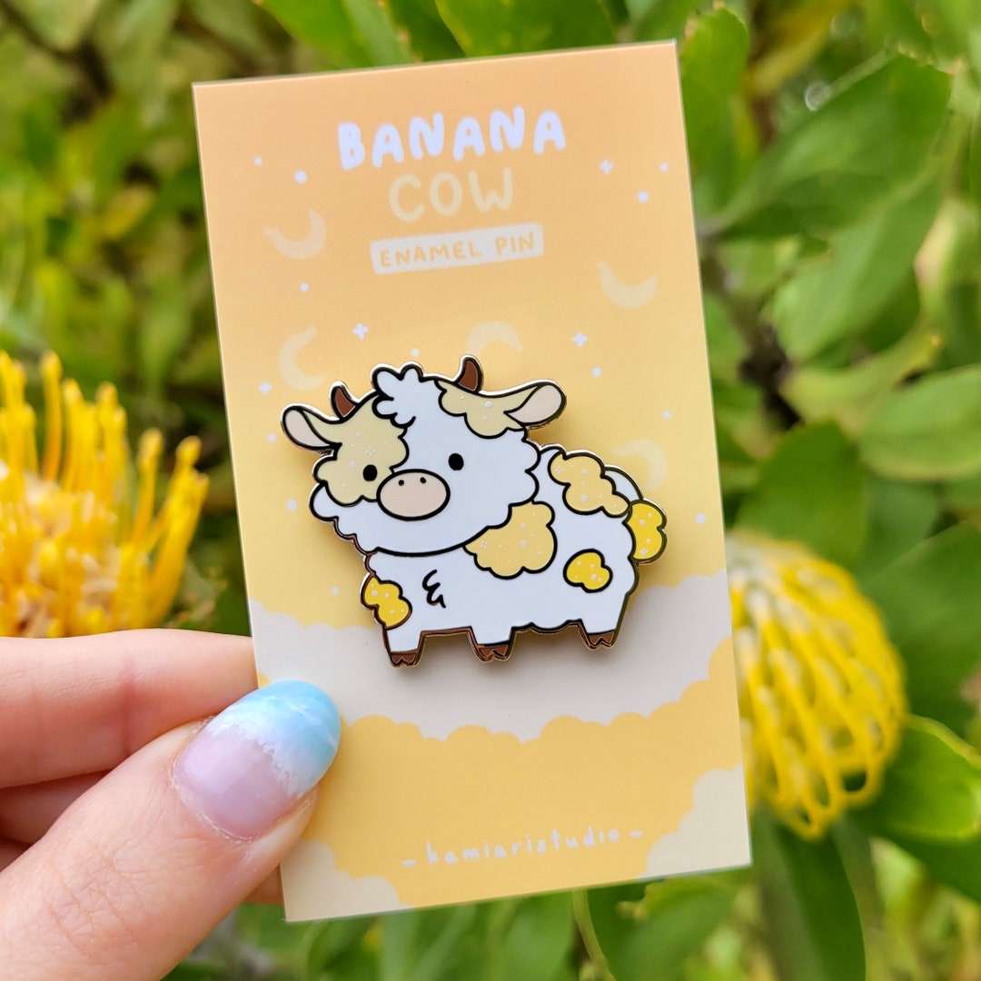 Banana Fluffy Cow Hard Enamel Pin Yellow Kawaii - Etsy