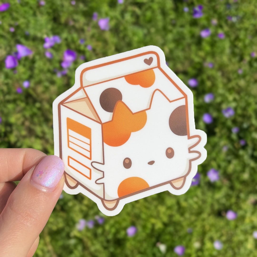 Orange Meow Milk Vinyl Sticker Kawaii Cat - Etsy