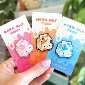 Orange Meow Milk Enamel Pin Carton Kawaii Cat - Etsy
