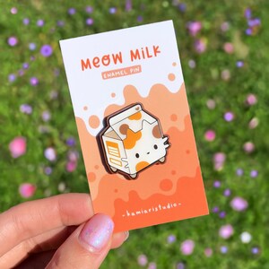 Orange Meow Milk Enamel Pin Carton Kawaii Cat - Etsy