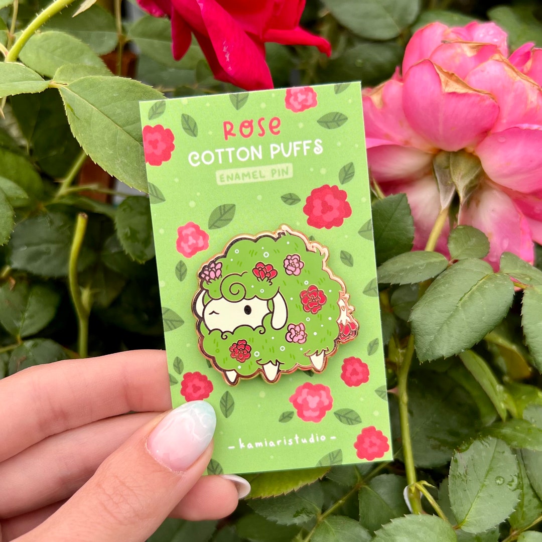 Rose Cotton Puff Hard Enamel Pin - Etsy