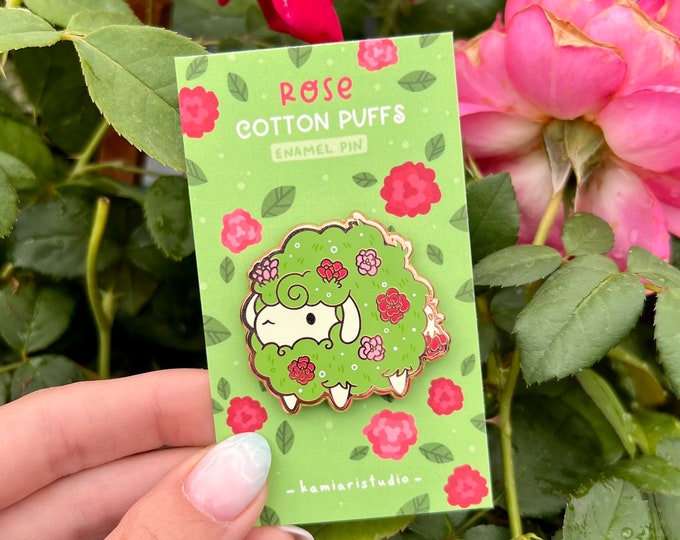 Rose Cotton Puff Hard Enamel Pin - Etsy
