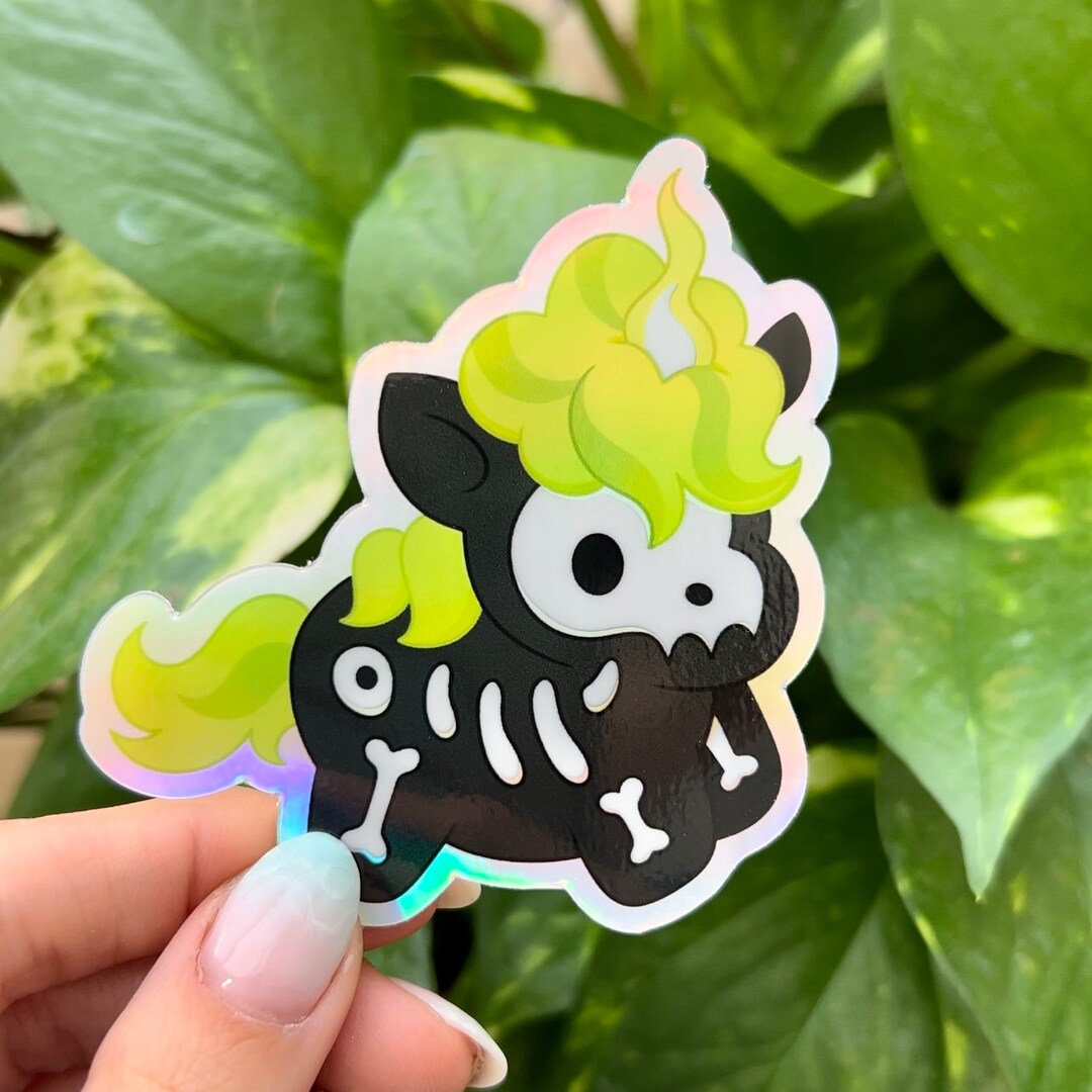 Skully Dreamicorn Holographic Vinyl Sticker - Etsy