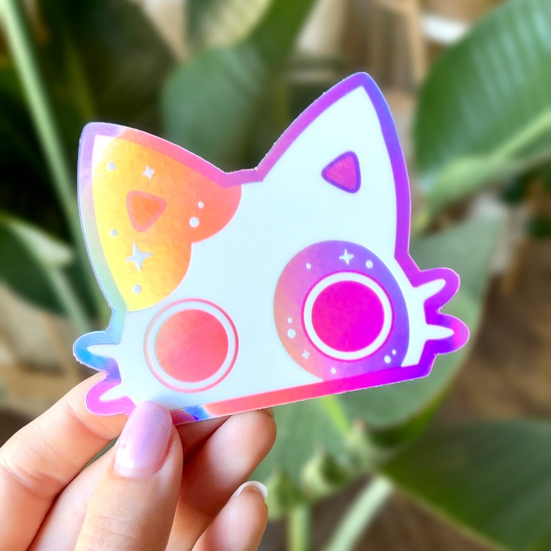 Sugar Peeker Vinyl Sticker White Cat Sticker Kawaii Holographic - Etsy