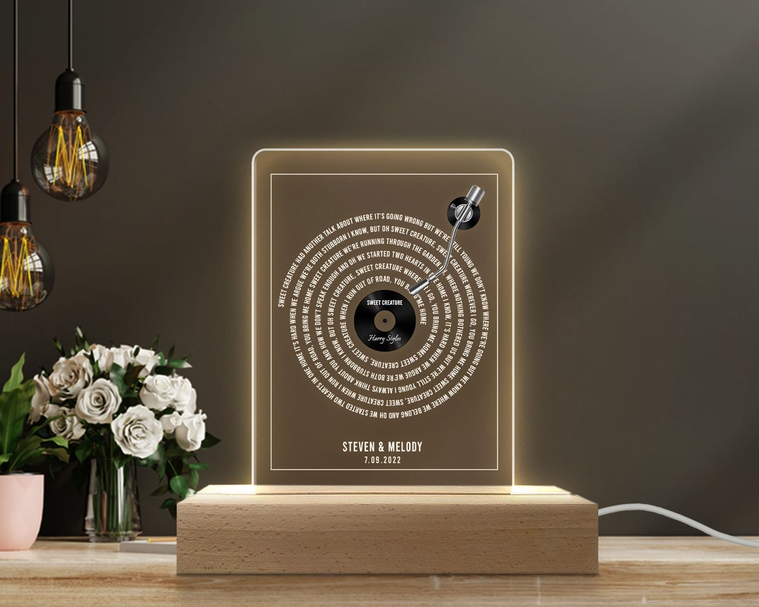 Personalized Couple Song Record Night Light, Vinyl Record Song With ...