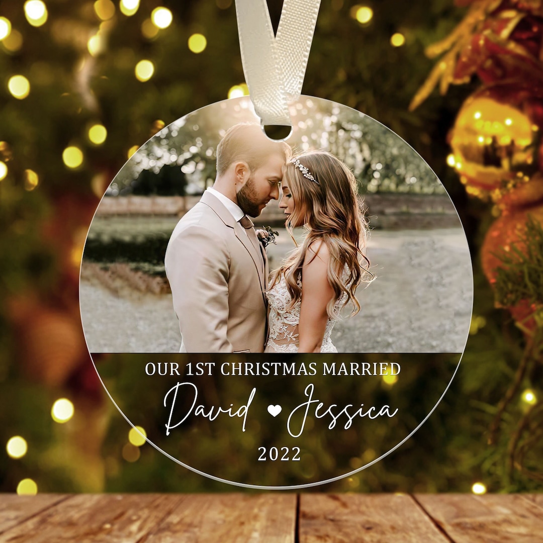 Personalized Couple Ornament, First Christmas Married Ornament, Custom ...