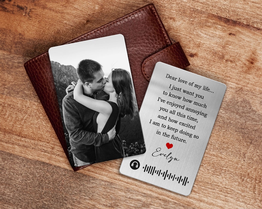 Personalized Song Metal Wallet Card, Custom Anniversary Gift, Valentine ...