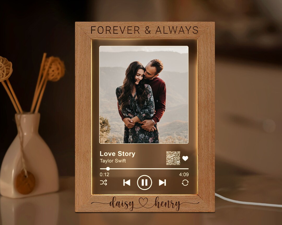 Personalized Couple Song Frame Night Light, Custom Couple Photo Night ...