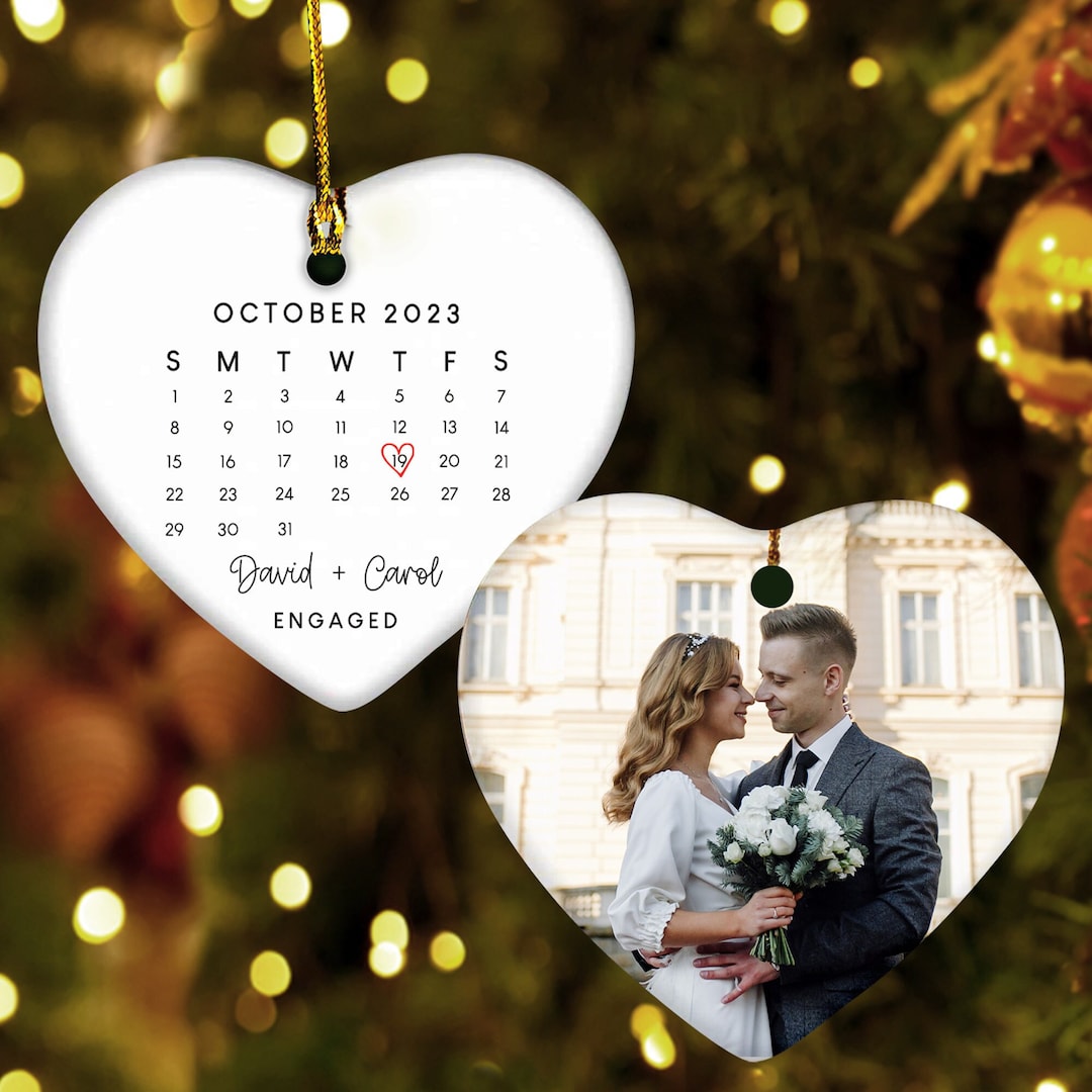 Engaged Ornament, Engagement Gifts, Custom Photo Ornament, Just Engaged ...