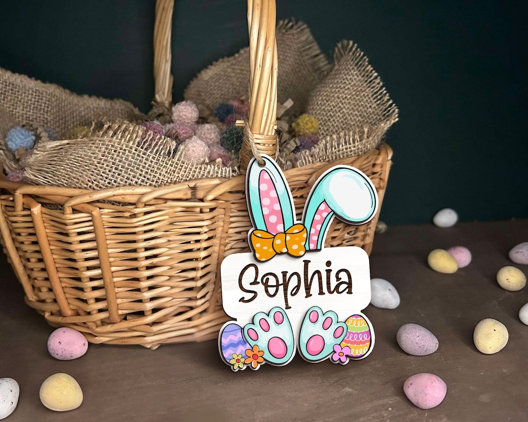 Personalized Easter Basket Name Tag, Custom Bunny Name Tag, Easter ...