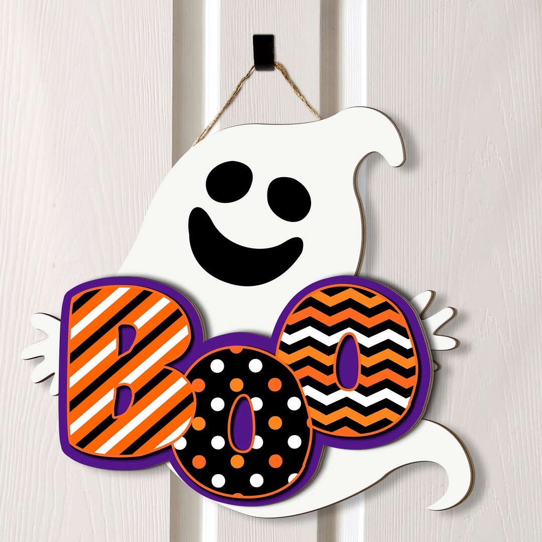 Halloween Door Hanger Halloween 3D Door Sign Ghost Boo - Etsy