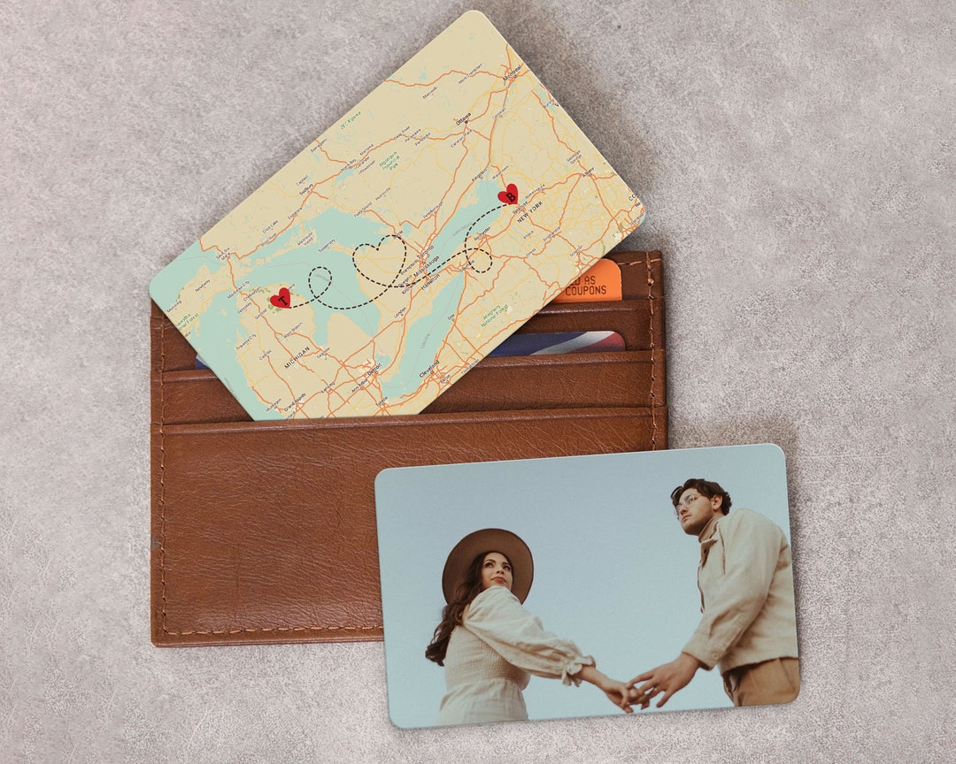 Personalized Metal Map Wallet Card Long Distance - Etsy