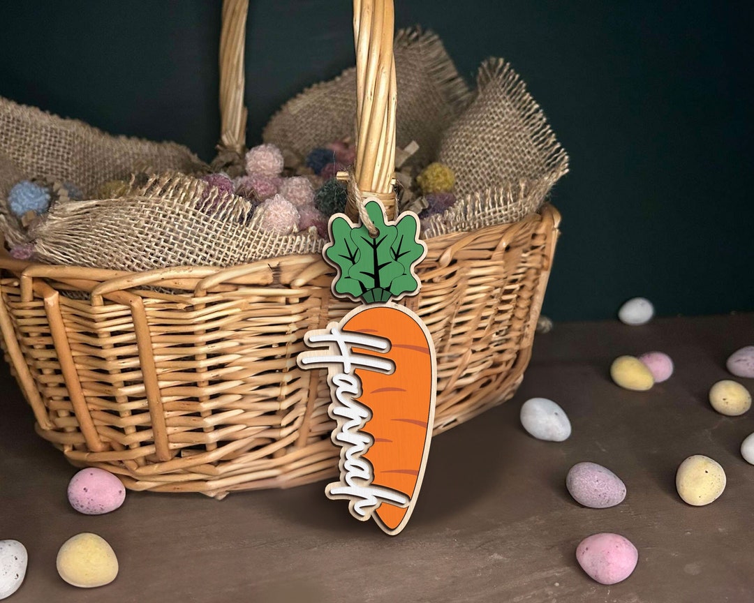 Personalized Easter Basket Tag, Carrot Basket Name Tag, Easter Carrot ...