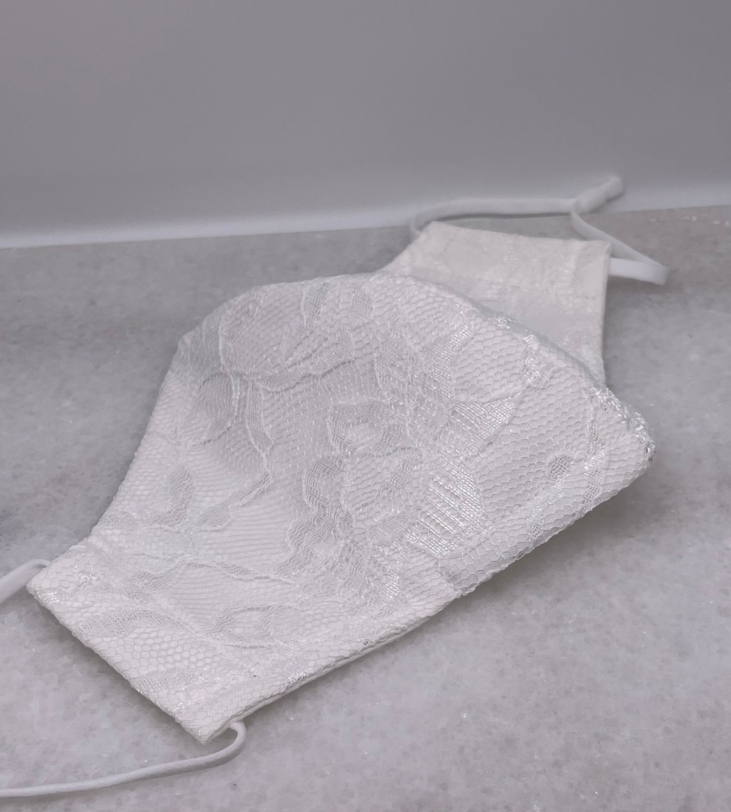 White Lace Face Mask With Nose Wire / Adjustable Ear Loops / Bridal ...