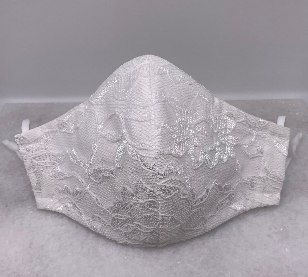 White Lace Face Mask With Nose Wire / Adjustable Ear Loops / Bridal ...