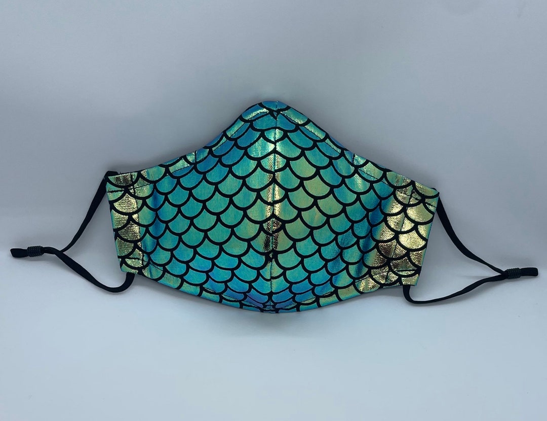 Iridescent Mermaid Face Mask With Nose Wire / Adjustable Ear - Etsy