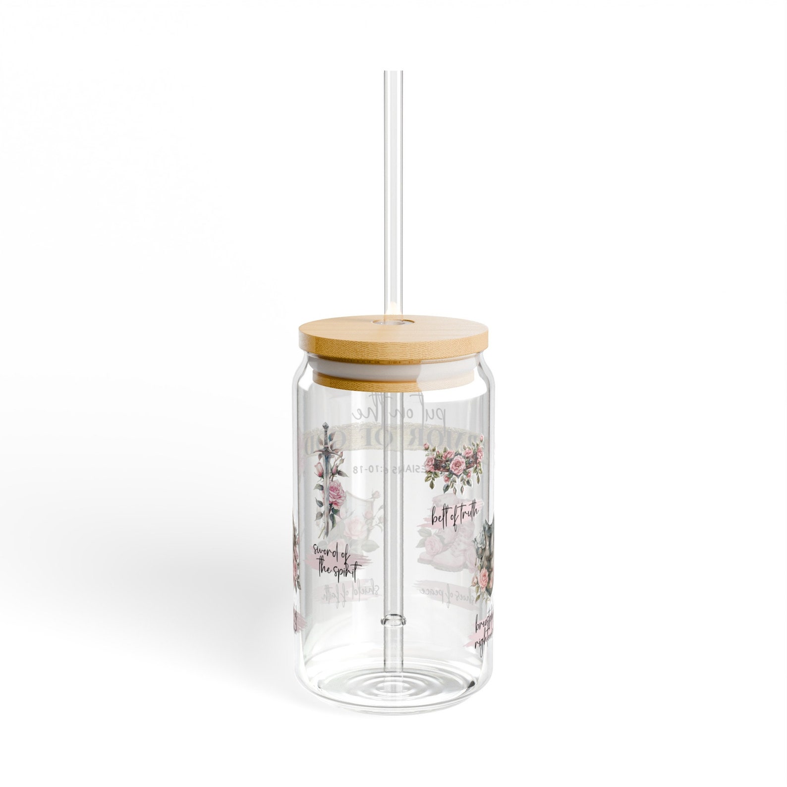 Put on the Armor of God Sipper Glass, 16oz, Pink, Christian Libby Cup ...