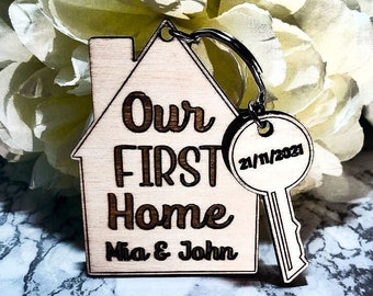 Personalised Our First Home Design Keyring, Custom Keychain ...