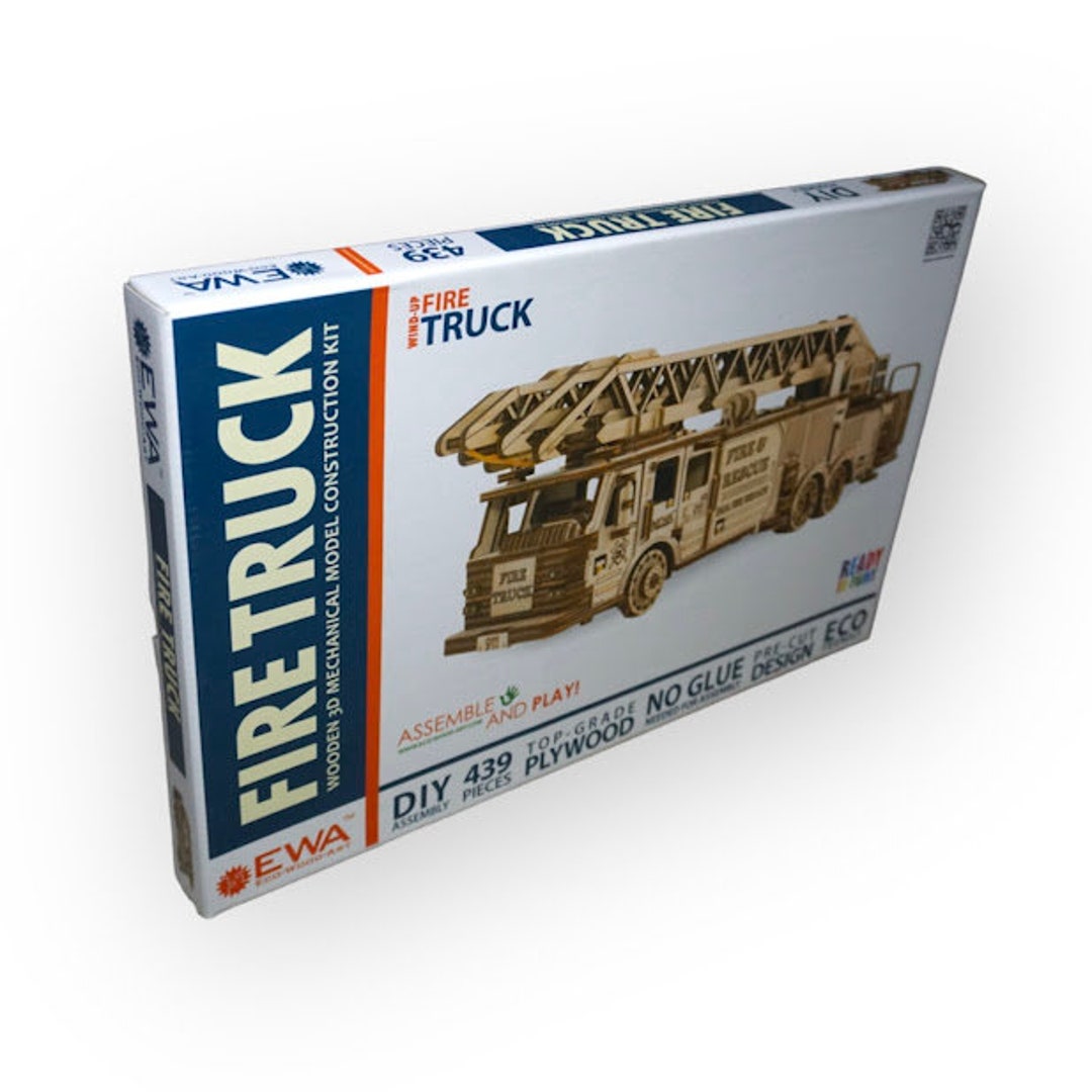 3D Wooden Fire Truck Puzzle Kit, 3D Wooden Puzzles, 3D Fire Truck ...