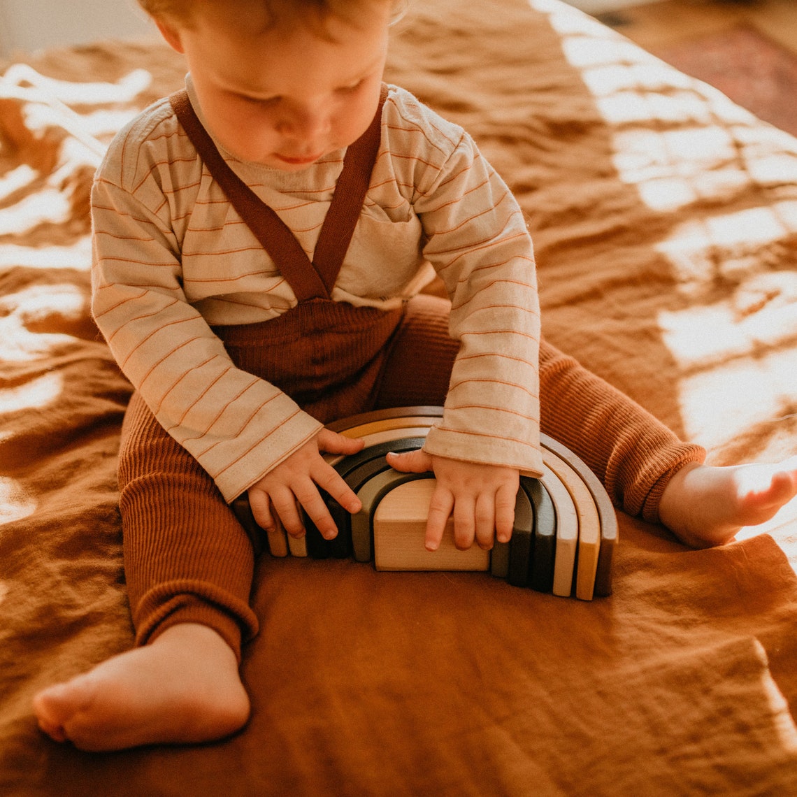Rainbow Stacker Wooden Rainbow Stack Woodland Nursery - Etsy
