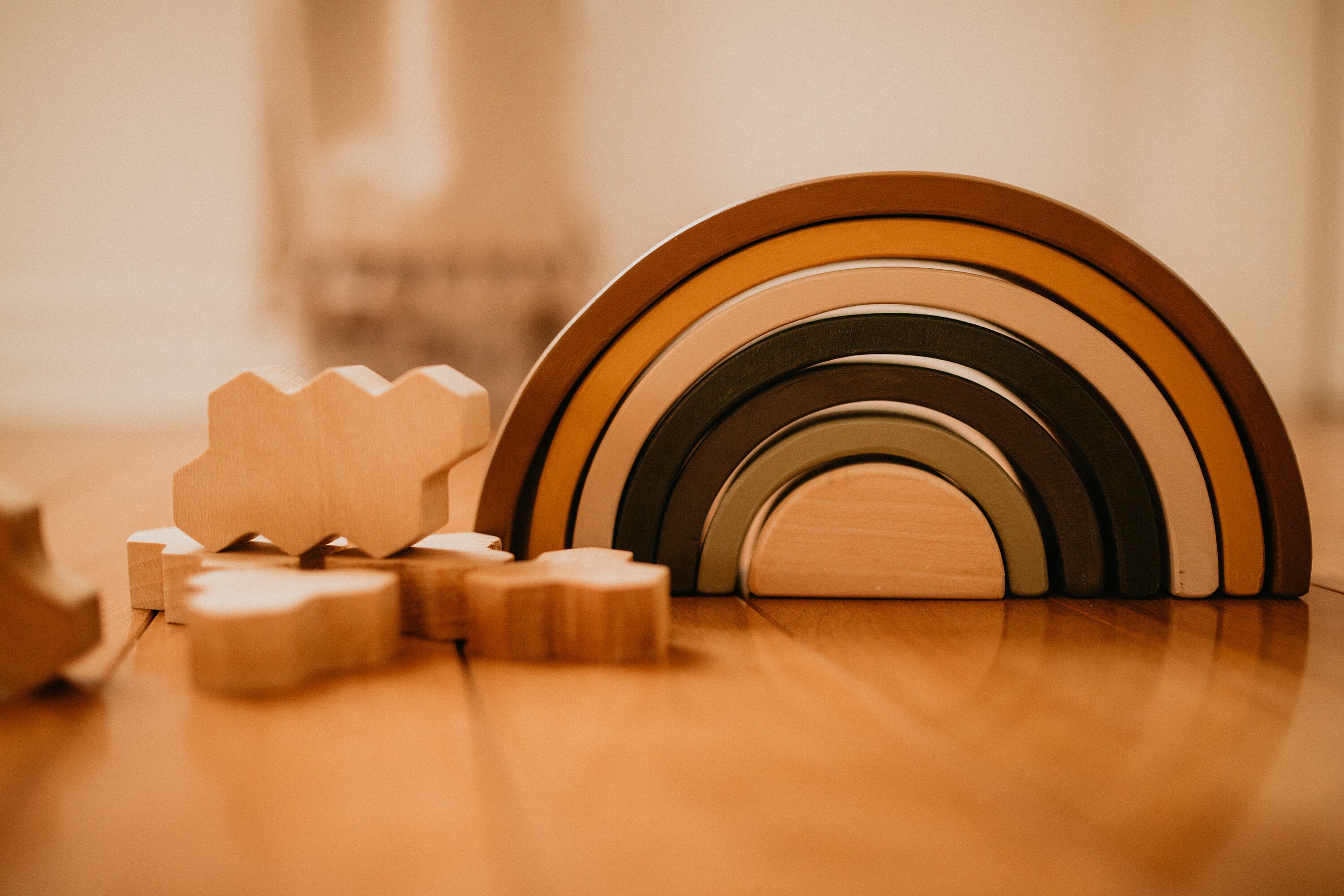 Rainbow Stacker Wooden Rainbow Stack Woodland Nursery - Etsy