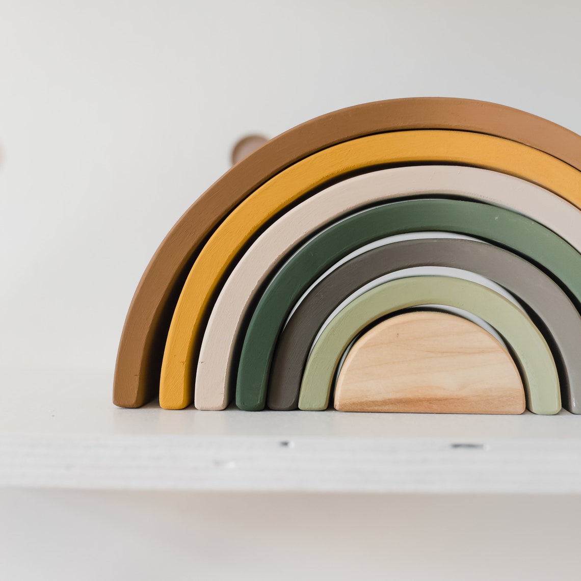 Rainbow Stacker Wooden Rainbow Stack Woodland Nursery - Etsy