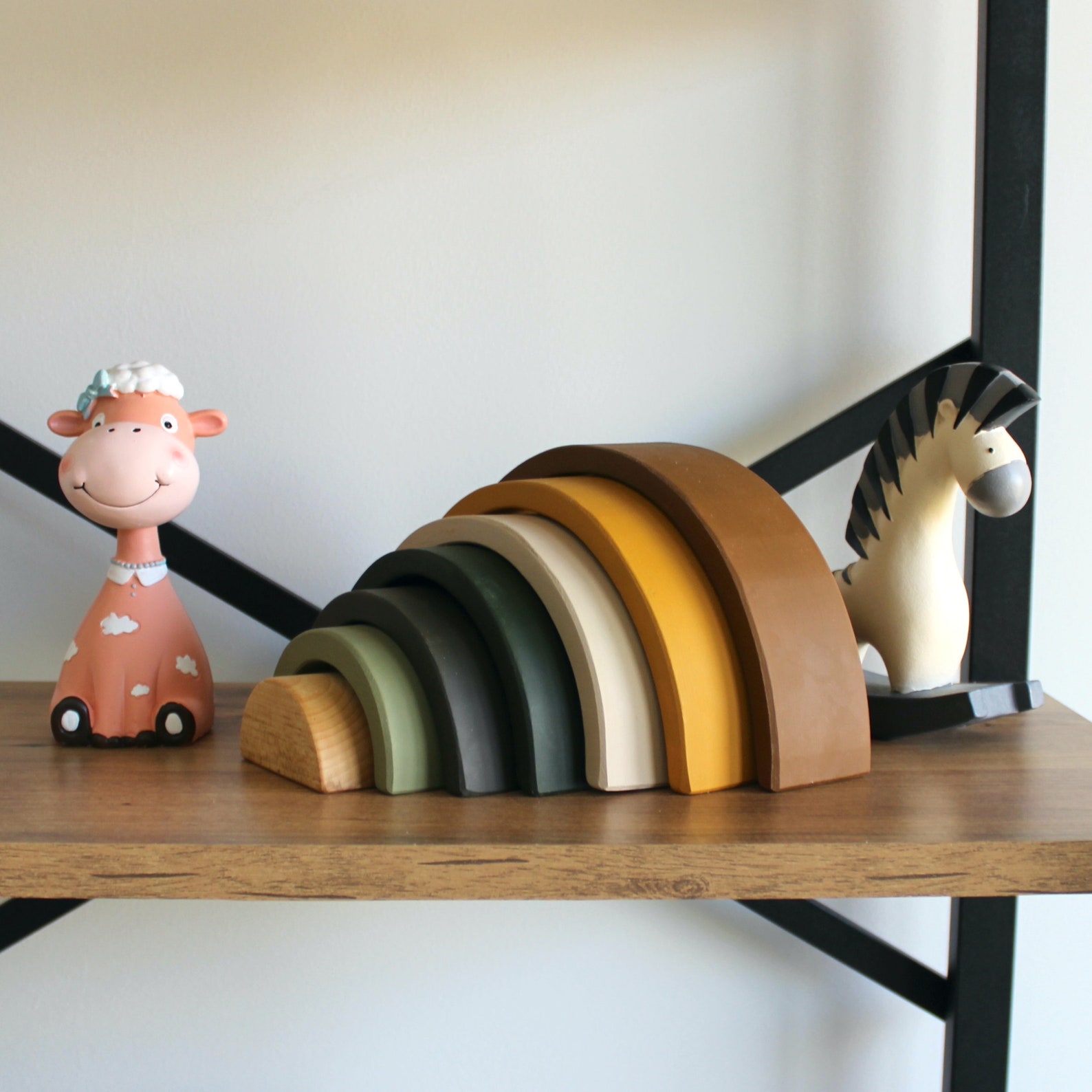 Rainbow Stacker Wooden Rainbow Stack Woodland Nursery - Etsy