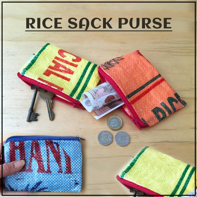 Rice Sack Purse 5 Colors Recycled Rice Sack Bag Handcrafted Upcycled ...