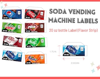 8 SODA VENDING MACHINE 12 Oz Can Label flavor Strip - Etsy