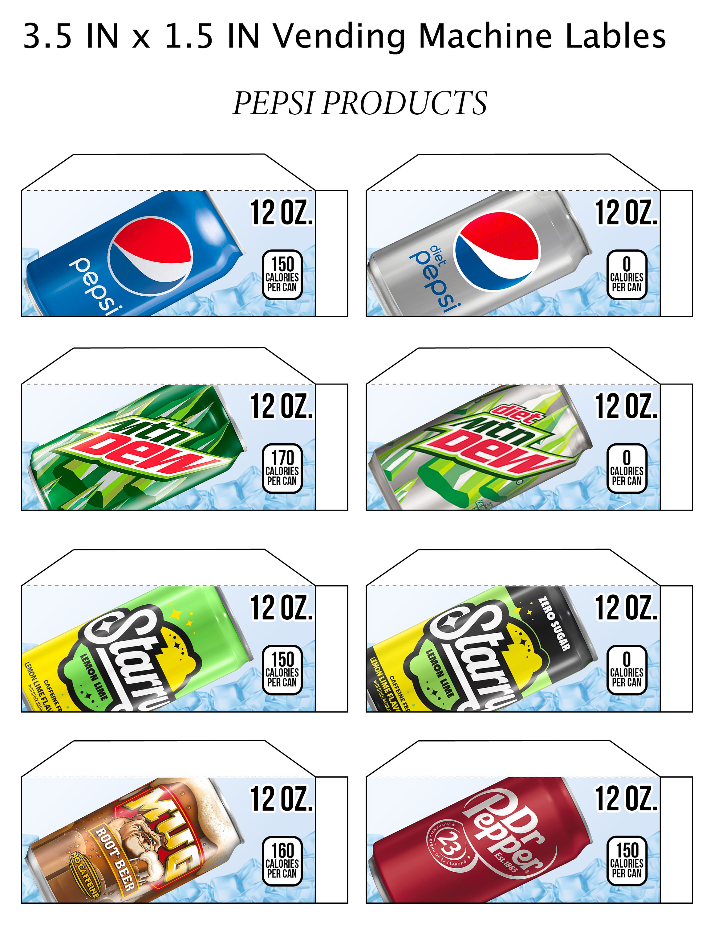 16!! SODA VENDING MACHINE 12 Oz Can Label (flavor Strip), Vending ...