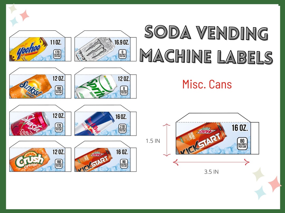 16!!!! SODA VENDING MACHINE Can Label (flavor Strip), Vending Machine ...