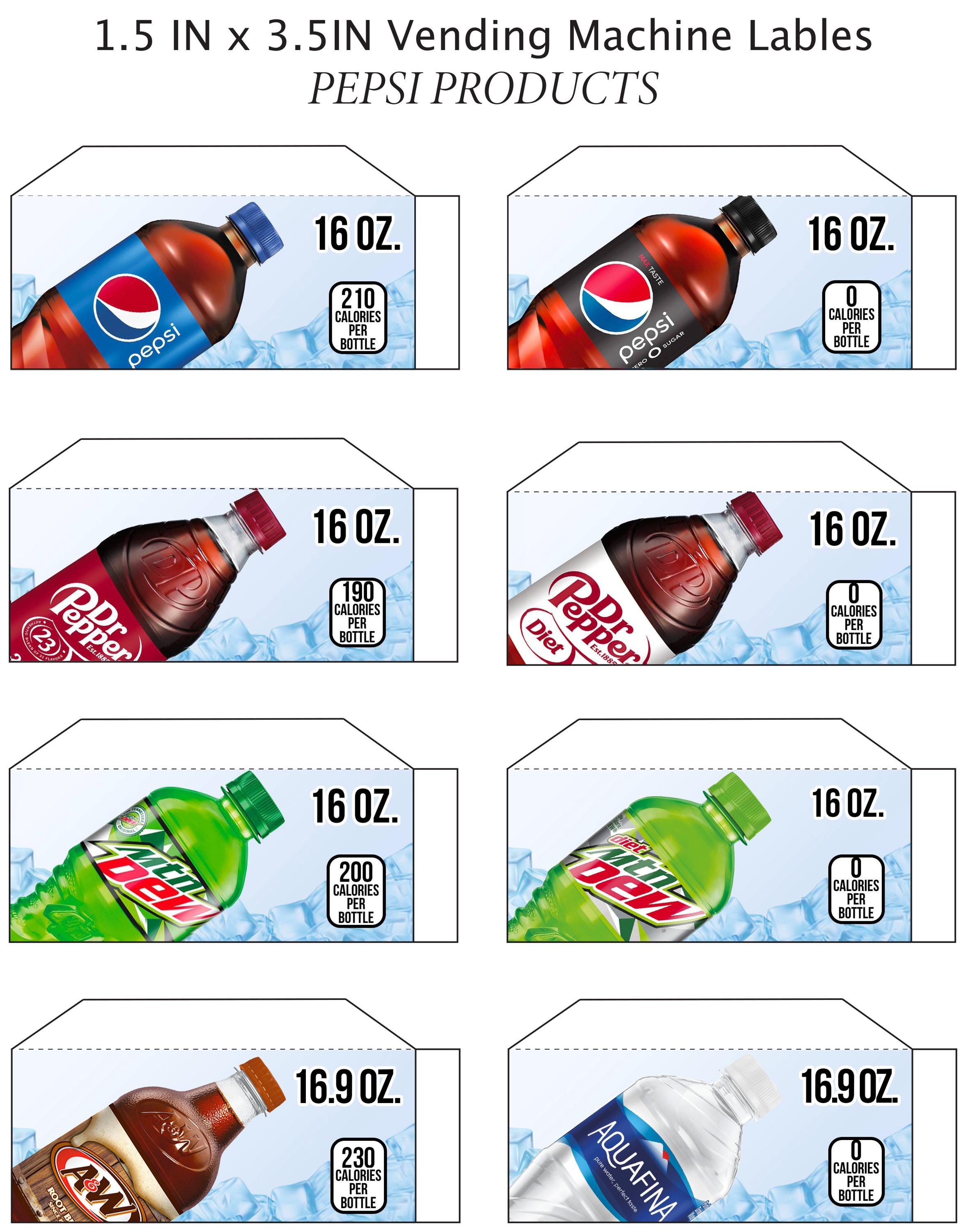 16!! SODA Vending Machine 16 Oz BOTTLE Label (flavor Strip), Vending ...