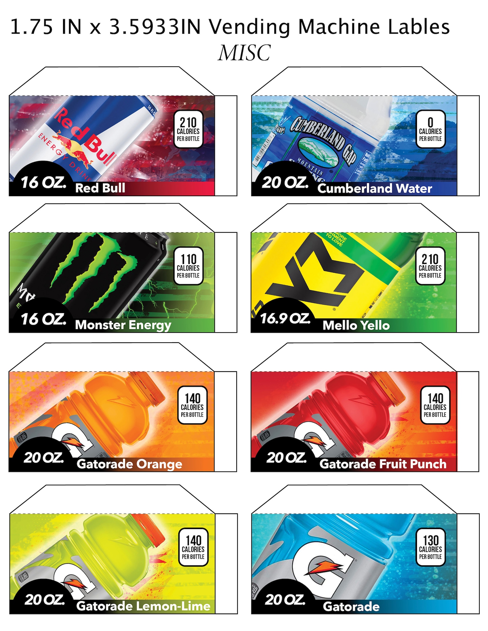 16!! SODA VENDING MACHINE 12 Oz Can Label (flavor Strip), Vending ...