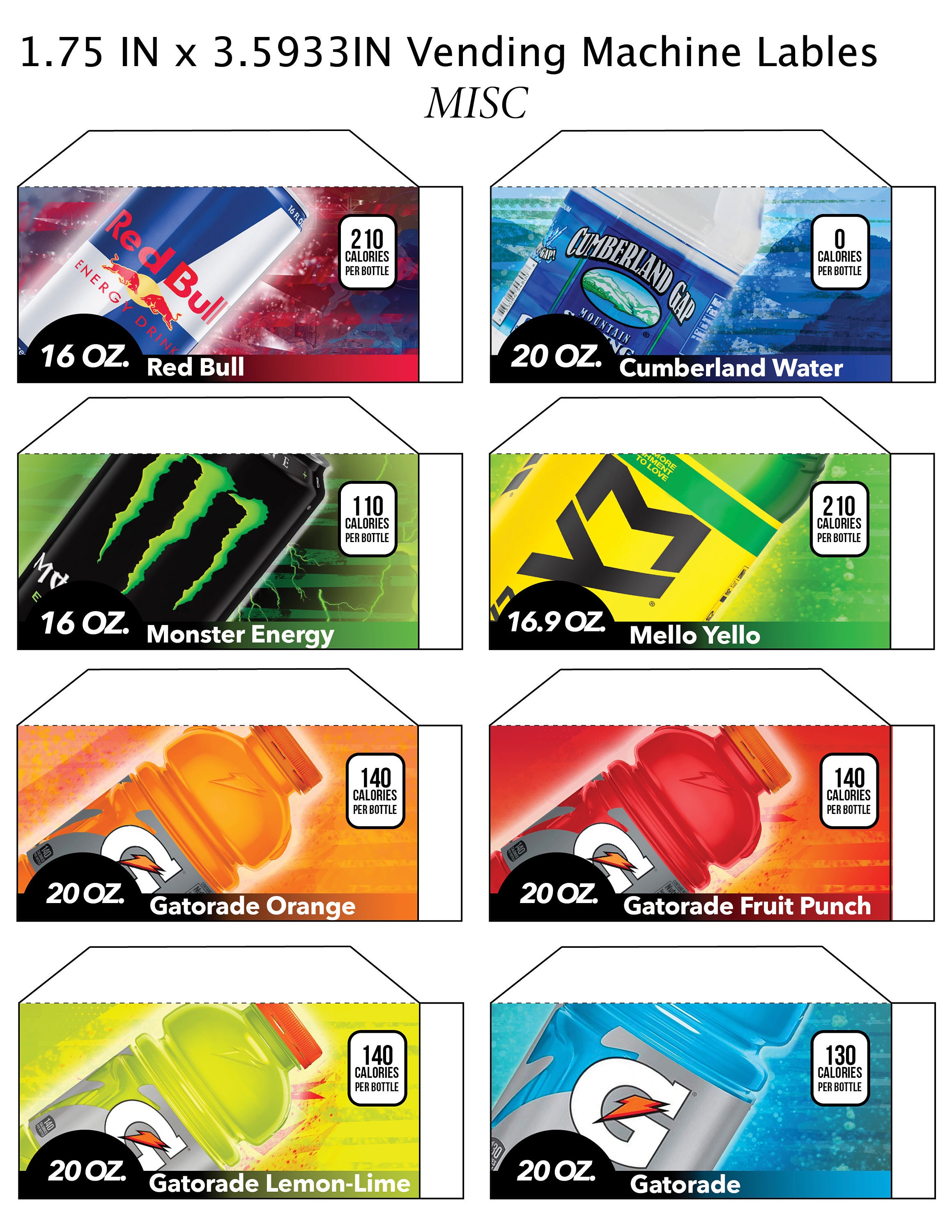 16!! SODA VENDING MACHINE 12 Oz Can Label (flavor Strip), Vending ...