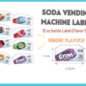 21!!!! SODA VENDING MACHINE 12 Oz Can Label (flavor Strip), Vending ...