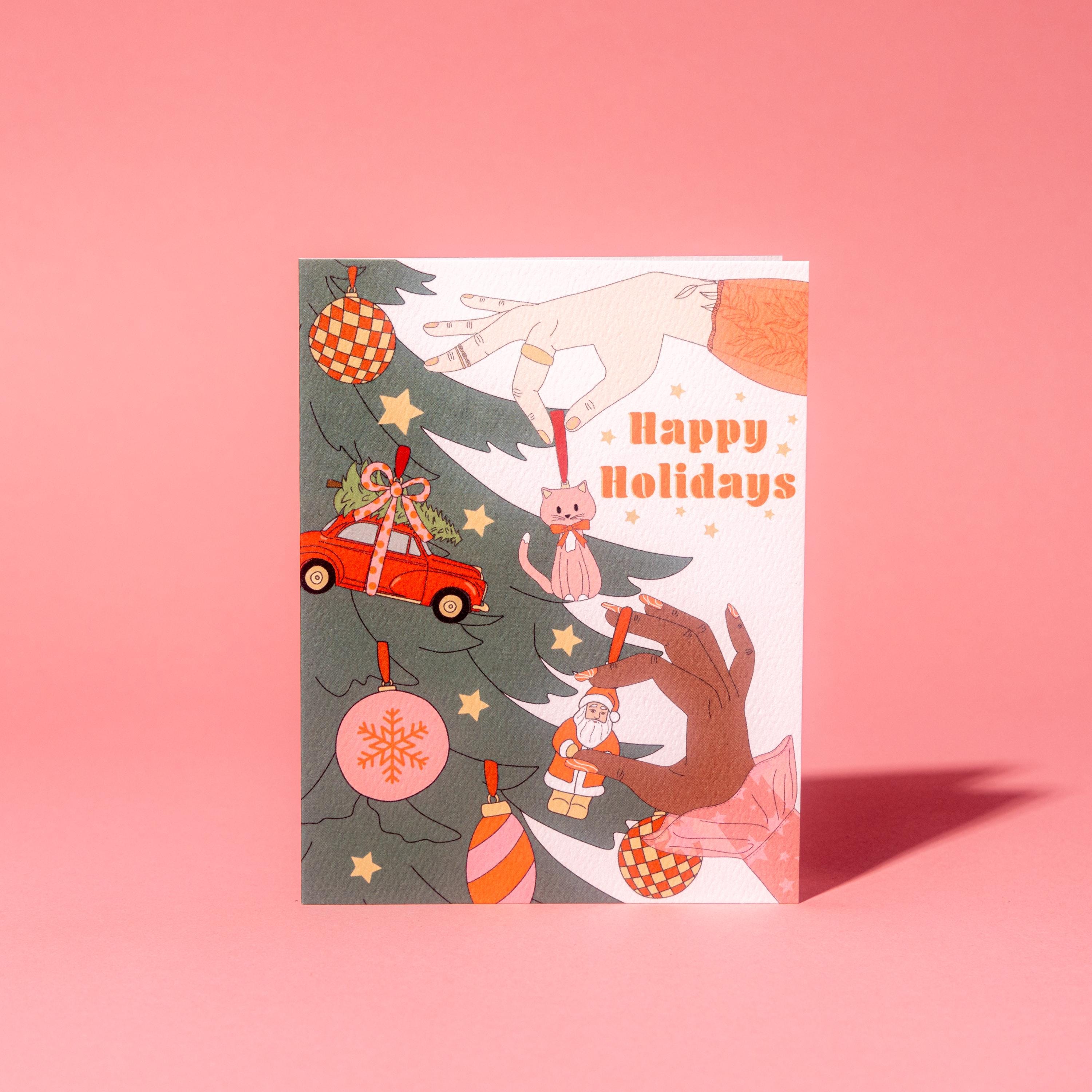 Happy Holidays Decorating Tree Card - Etsy