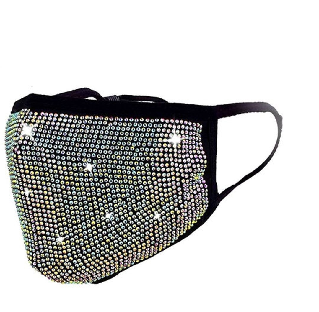 Rhinestone 3pack Face Mask Studded Bling Silver Stones Crystal Face ...
