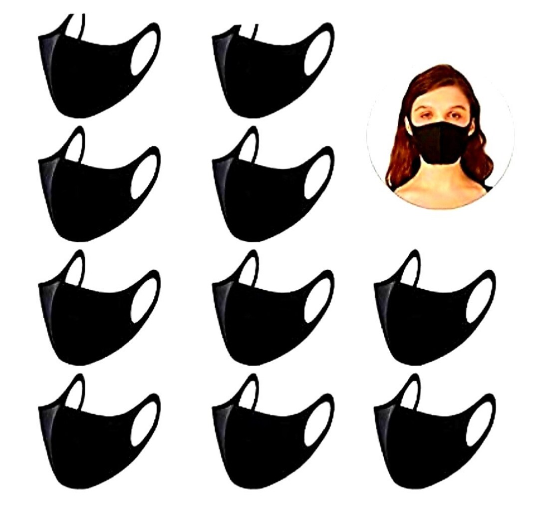 Solid Black Face Mask, Thin Stretchy Face Mask, Stretchy Face Mask ...