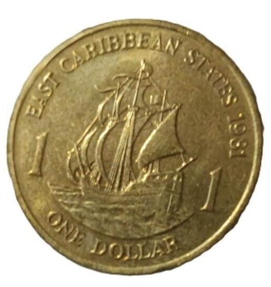 East Caribbean States 1981 One Dollar Coin Golden Hind Ship ...