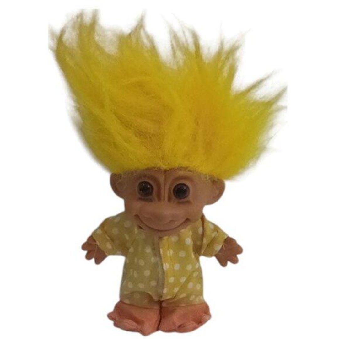 Vintage 1980s Russ Yellow-haired Troll Doll Duck Wearing Yellow ...