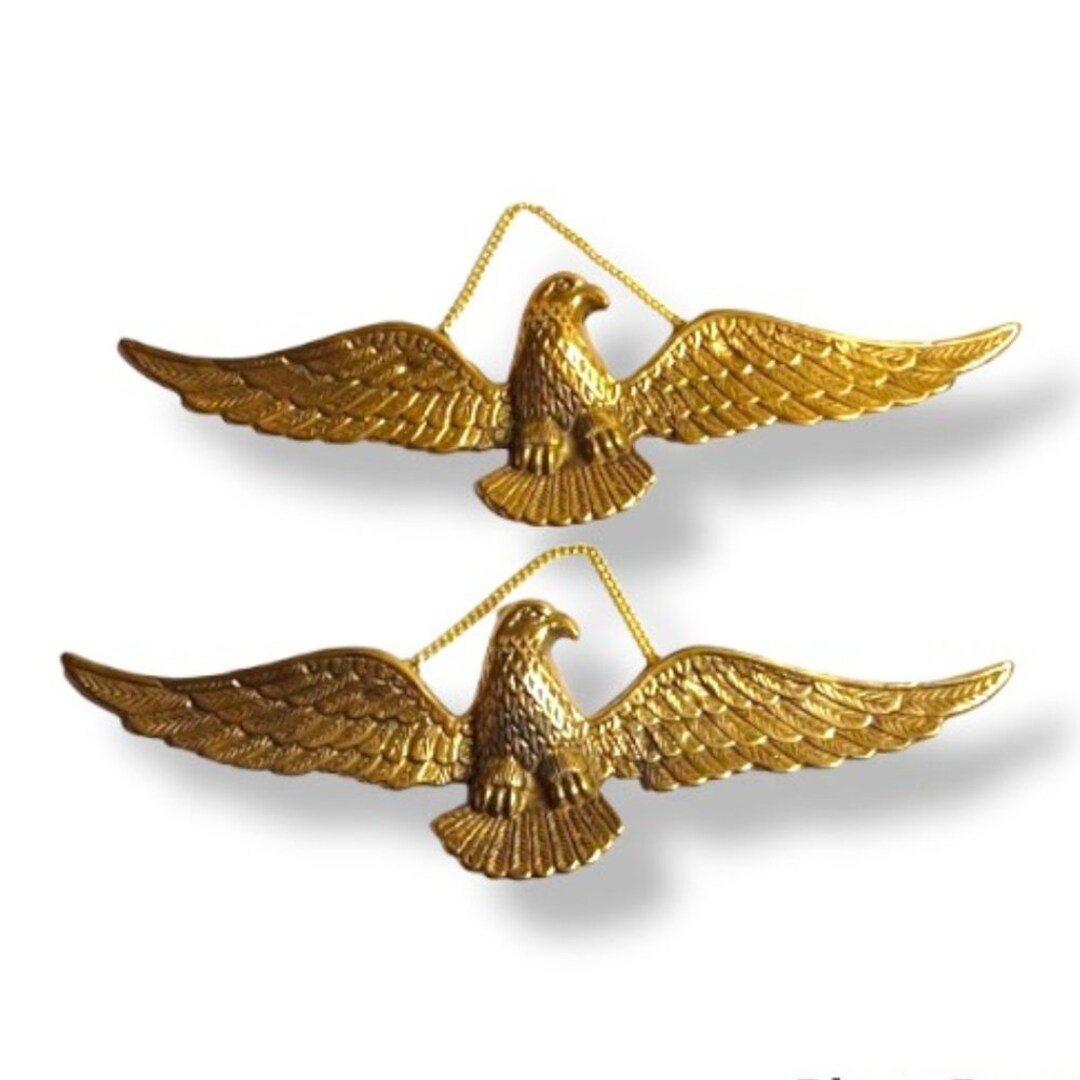 Two Vintage Heavy Brass Eagles Outstretched Wings 17 Wingspan Hang ...