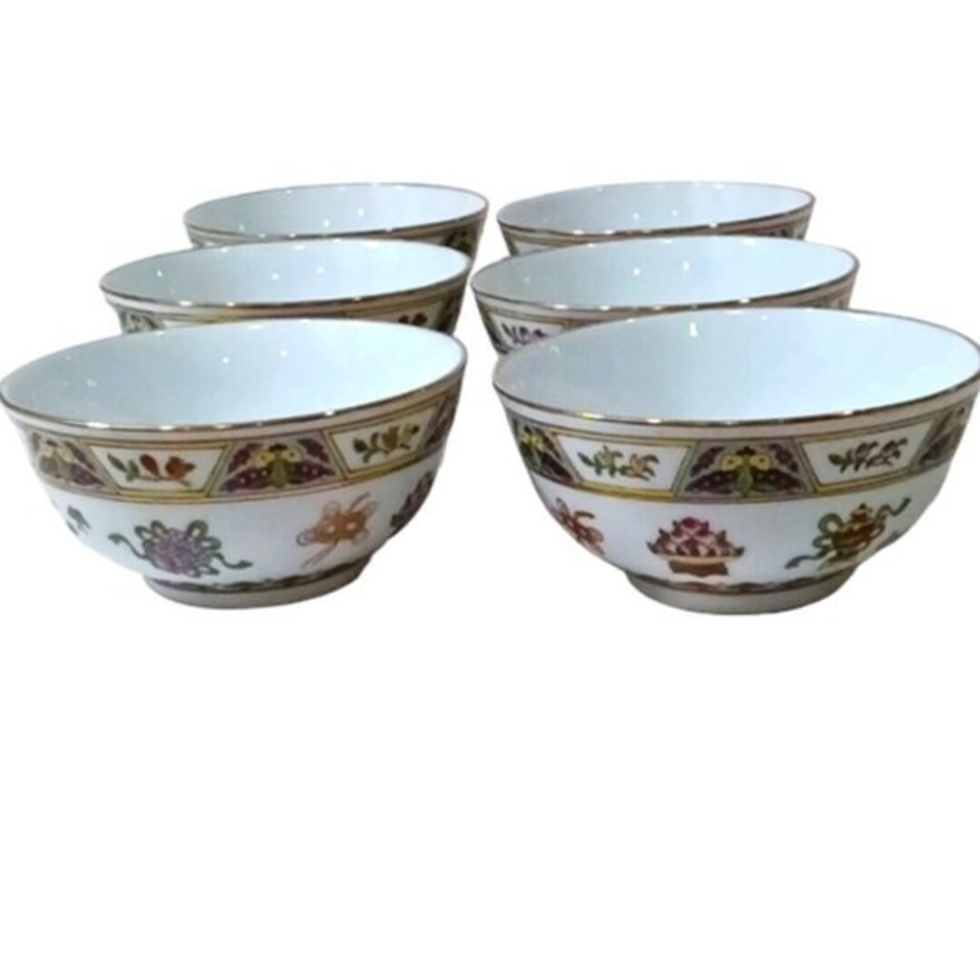 Vintage Porcelain Rice or Soup Bowls W/ Chinese Symbols of Prosperity ...