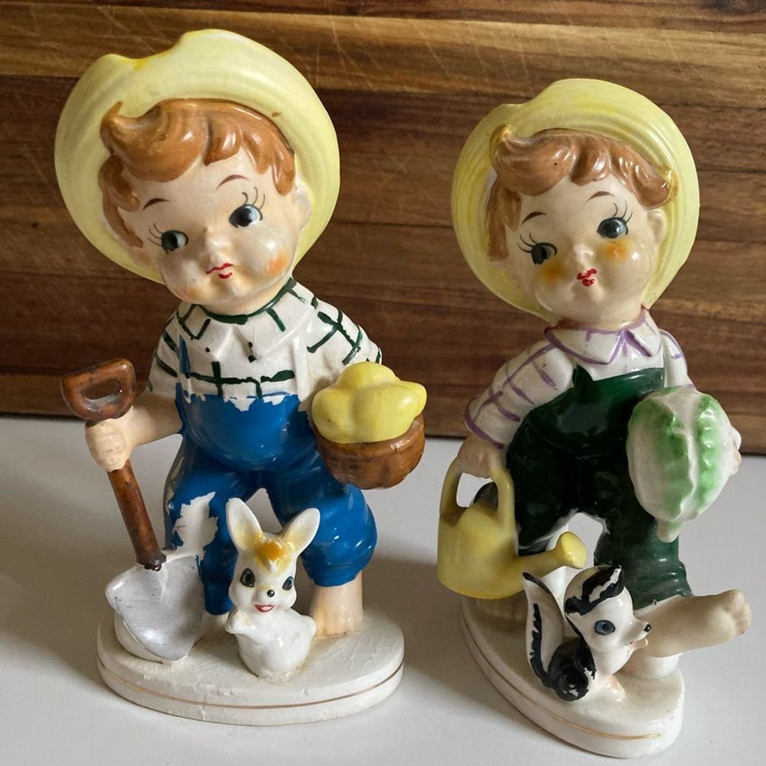 Vintage Grantcrest Japan Porcelain Boy Figurines - Etsy