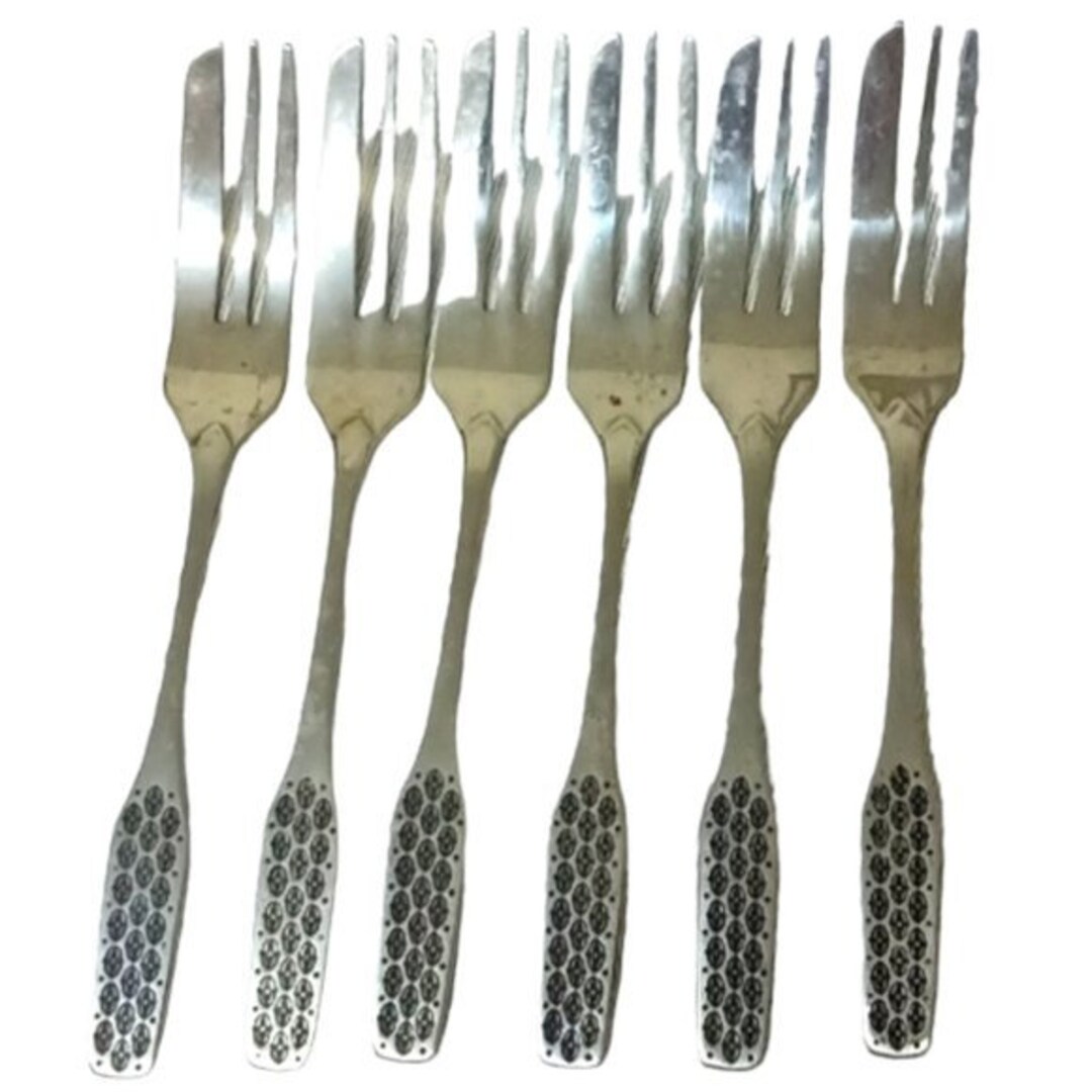 Vintage Viners Stainless Steel 'shape' Pattern Dessert Pastry Forks Set ...
