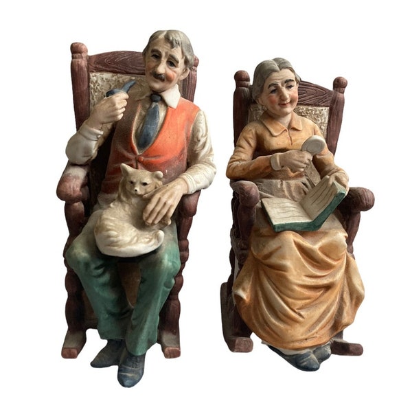 Vintage Ceramic Grandma in Rocking Chair Figurine - Etsy